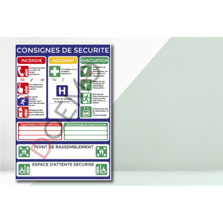 Consigne "Consignes de sécurité" - PVC - A4